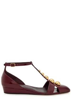 Chloé Cleia Stud-embellished Leather Sandals - Burgundy