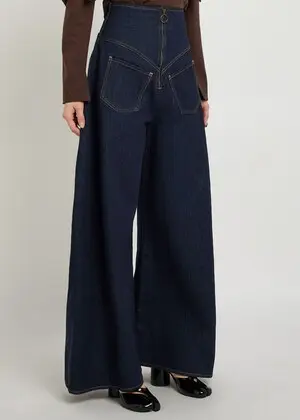 A.W.A.K.E. Mode High-rise Wide-leg Jeans - Indigo