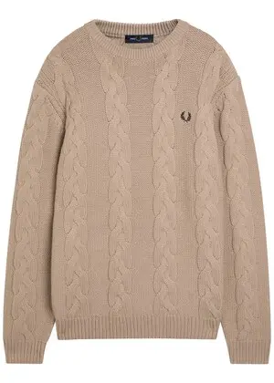Fred Perry Logo Cable-knit Wool-blend Jumper