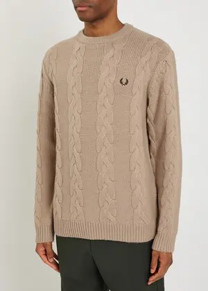 Fred Perry Logo Cable-knit Wool-blend Jumper