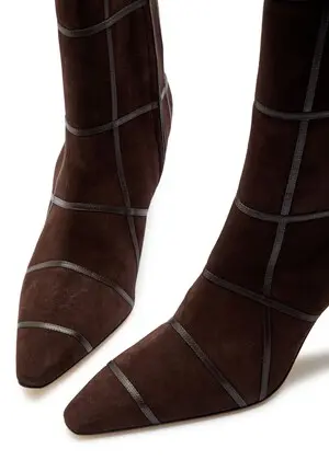 Manolo Blahnik Trulonapla 90 Panelled Suede Mid-calf Boots