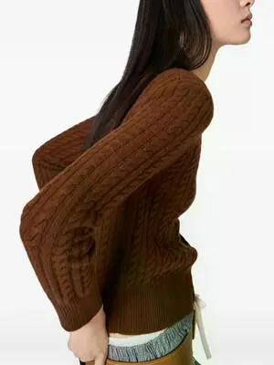 Miu Miu Cable-knit Cashmere Cardigan - Brown