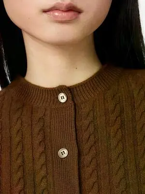 Miu Miu Cable-knit Cashmere Cardigan - Brown