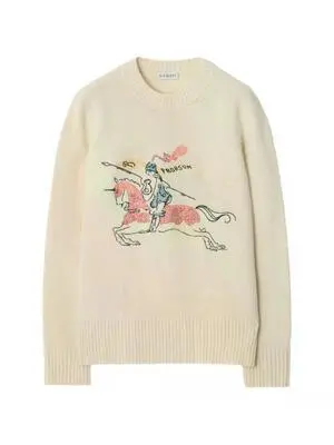 Burberry Equestrian Knight Design Motif Cross-stitch Sweater - Neutrals