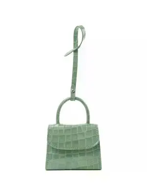 By Far Mini Cardholder Croco-embossed Charm - Green