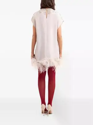 GEMY MAALOUF Embroidered Feather Mini Dress