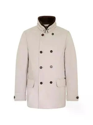 MOORER Lined Collar Double-breasted Coat