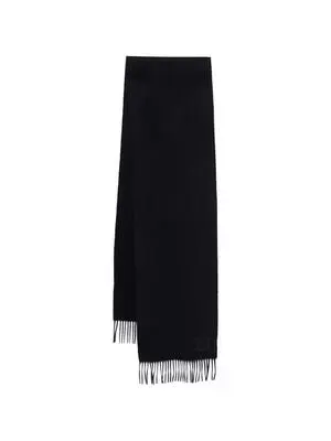 Max Mara Fringed-hem Logo-embroidered Scarf - Blue