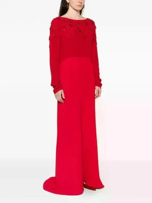 Alberta Ferretti Embellished Long-sleeve Maxi Dress