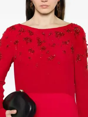 Alberta Ferretti Embellished Long-sleeve Maxi Dress