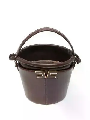 Elisabetta Franchi Logo Chain Bucket Bag - Brown