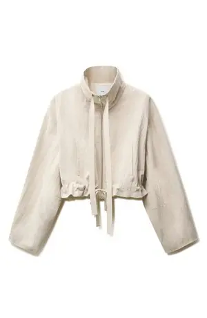 Mango Oversize Crop Cotton & Linen Jacket