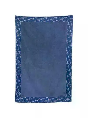 Kiton Logo Print Beach Towel - Blue