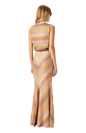 Missoni Viscose Lamé Snake-pattern Long Skirt - Gold Multicoloured