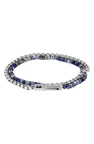 THOMPSON OF LONDON Sodalite Double Wrap Bracelet - Blue