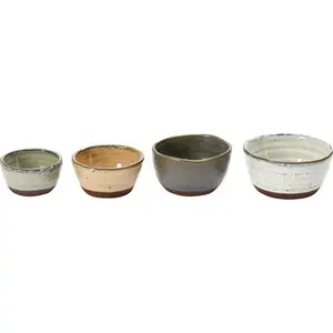 STORIED HOME Stoneware Bowls With Reactive Glaze Finish - Grey