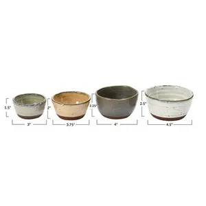 STORIED HOME Stoneware Bowls With Reactive Glaze Finish