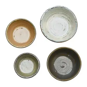 STORIED HOME Stoneware Bowls With Reactive Glaze Finish