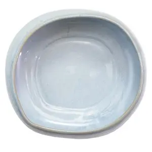 STORIED HOME Organic Shaped Stoneware Bowl With Reactive Glaze