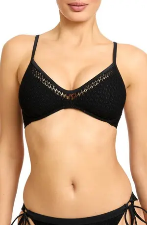 Robin Piccone Open Stitch Triangle Bikini Top - Black