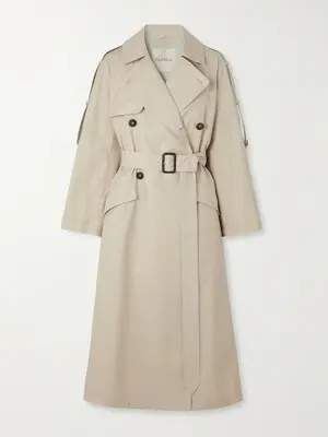 Max Mara Delfino Double-breasted Belted Cotton-blend Twill Trench Coat - Neutrals