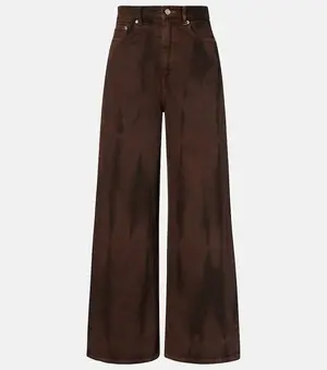 GANNI High-rise Wide-leg Jeans - Brown