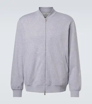 Brunello Cucinelli Cotton-blend Jersey Zip-up Sweater - Grey