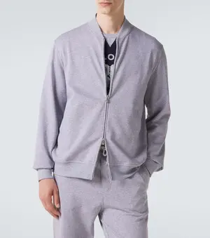 Brunello Cucinelli Cotton-blend Jersey Zip-up Sweater - Grey