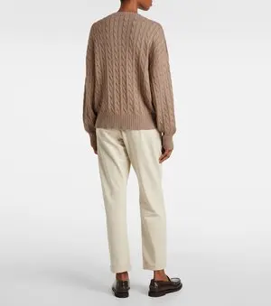 Brunello Cucinelli Cable Knit Sweater With Sequin Embellishments - Brown