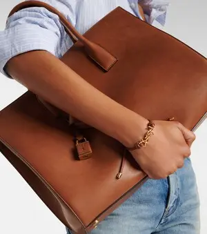 Saint Laurent Cassandre Leather Bracelet - Brown