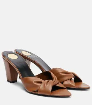 Saint Laurent Franciane 75 Leather Mules - Brown