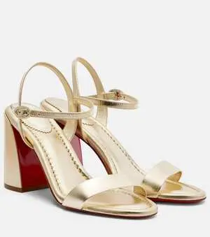 CHRISTIAN LOUBOUTIN Miss Jane 85 Metallic Leather Sandals - Gold