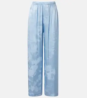 Balenciaga Silk Satin Wide-leg Pants - Blue
