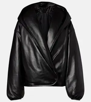 Women's Black Hooded Leather Jackets
