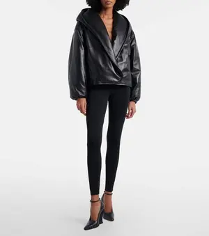 Alaïa Hooded Leather Bomber Jacket