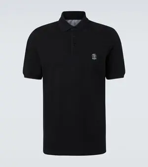 Brunello Cucinelli Logo Cotton Polo Shirt - Black