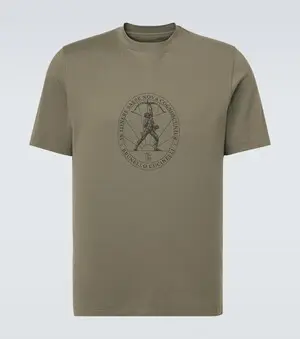 Brunello Cucinelli Printed Cotton Jersey T-shirt - Green