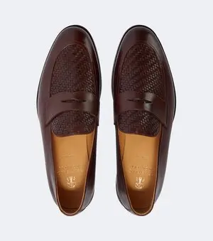 Brunello Cucinelli Woven Leather Penny Loafers - Brown