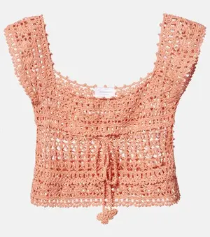Anna Kosturova Deauville Crochet Crop Top - Pink