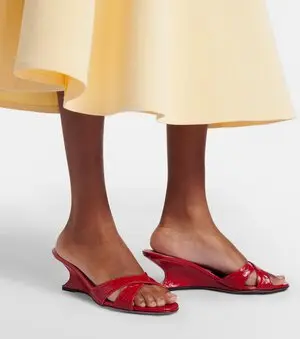 Paris Texas Nina 50 Croc-effect Wedge Mules - Red