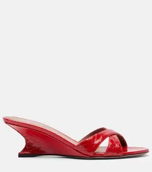 Paris Texas Nina 50 Croc-effect Wedge Mules - Red