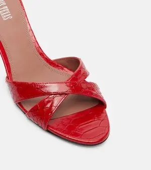 Paris Texas Nina 50 Croc-effect Wedge Mules - Red