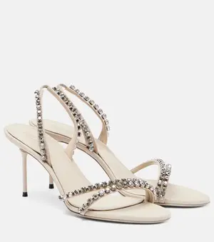 Paris Texas Lidia 70 Crystal-embellished Mules - Beige