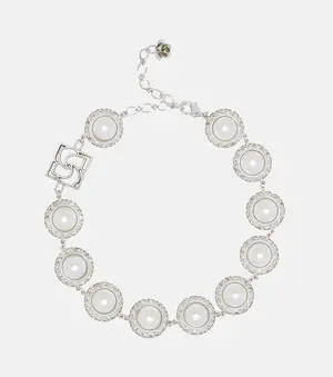 Magda Butrym Crystal And Faux Pearl Choker - Silver
