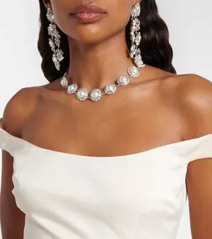 Magda Butrym Crystal And Faux Pearl Choker