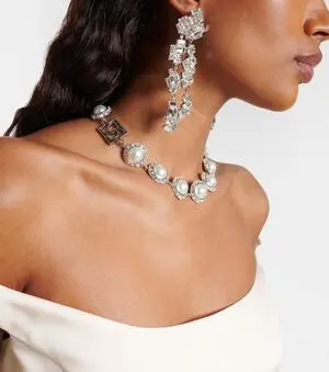 Magda Butrym Crystal And Faux Pearl Choker