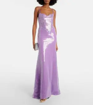 David Koma Sequined Corset Gown