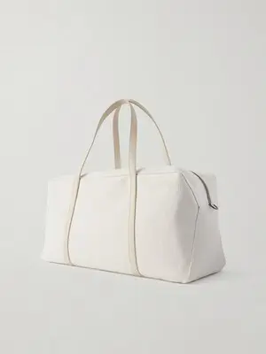 Brunello Cucinelli Leather-trimmed Canvas Tennis Bag - Neutrals