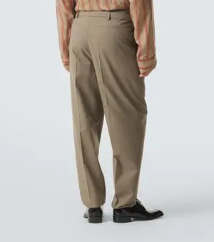 Saint Laurent Belted Wool Gabardine Tapered Pants