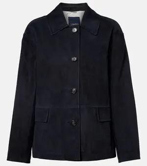 Max Mara Charme Suede Jacket - Blue